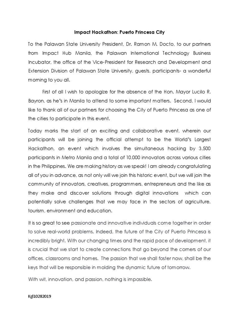 Impact Hackathon Speech | PDF