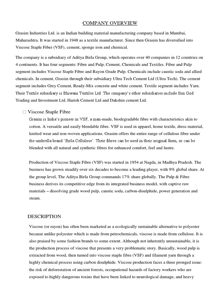 Grasim Industries: VSF and Cement Leader | PDF | Depreciation | Equity (Finance)