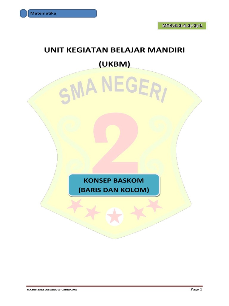 UKBM 3.3 Operasi Matriks | PDF