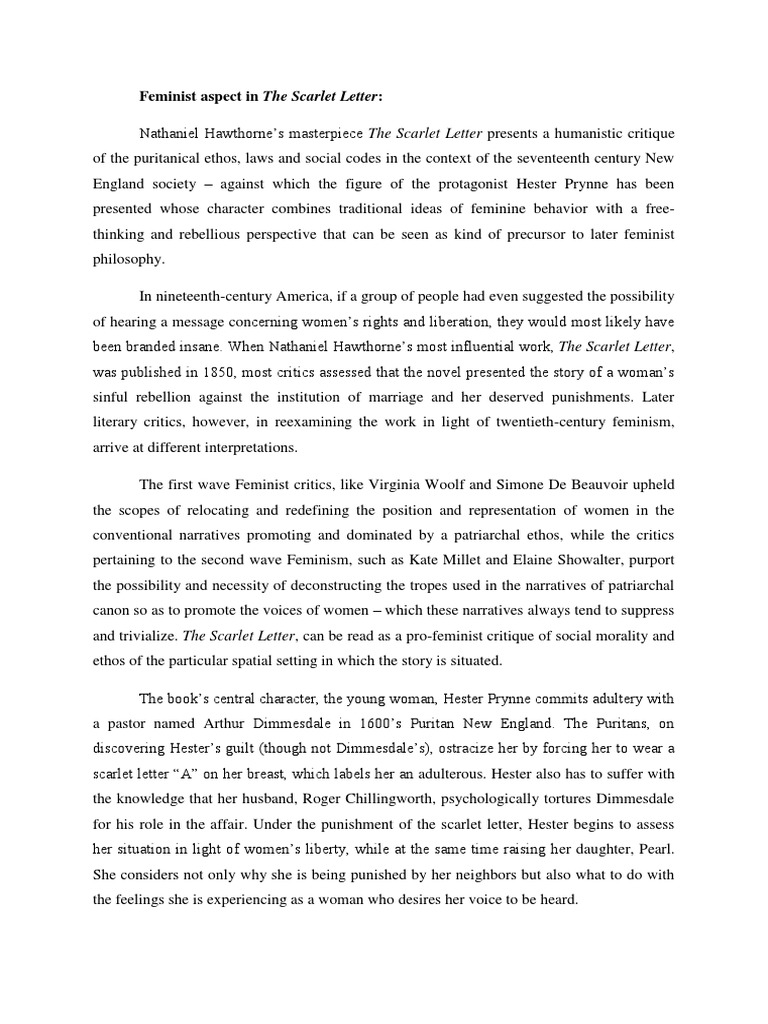 Hester Prynne: A Feminist Icon in Hawthorne | PDF | The Scarlet Letter ...
