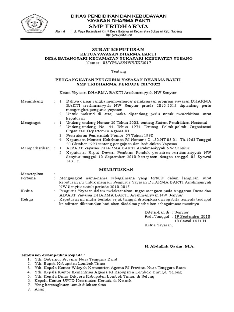 AD ART Yayasan Pendidikan | PDF