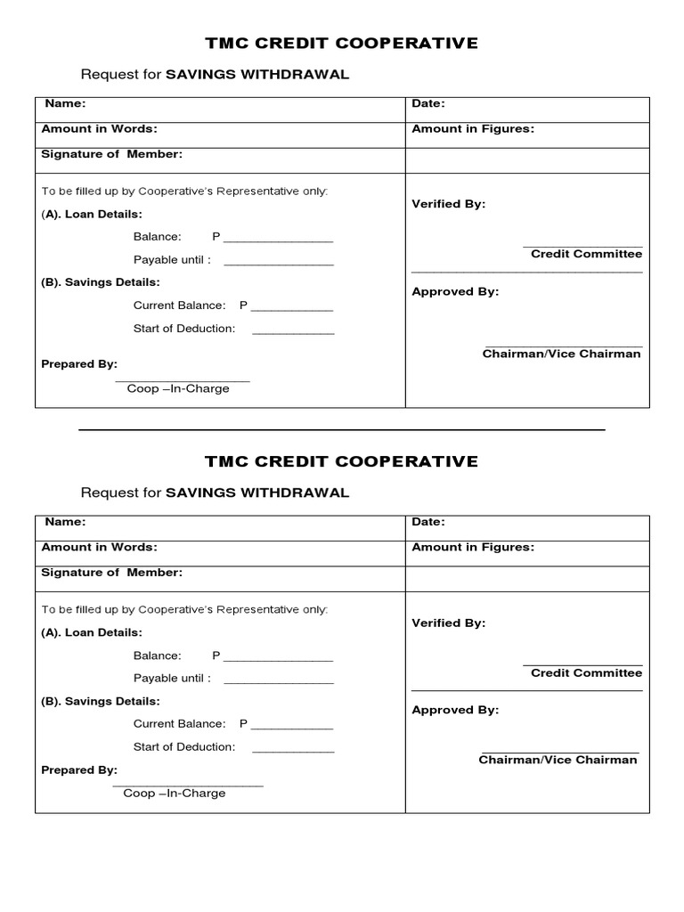 TMCCC Form 04 - Savings Withdrawal | PDF