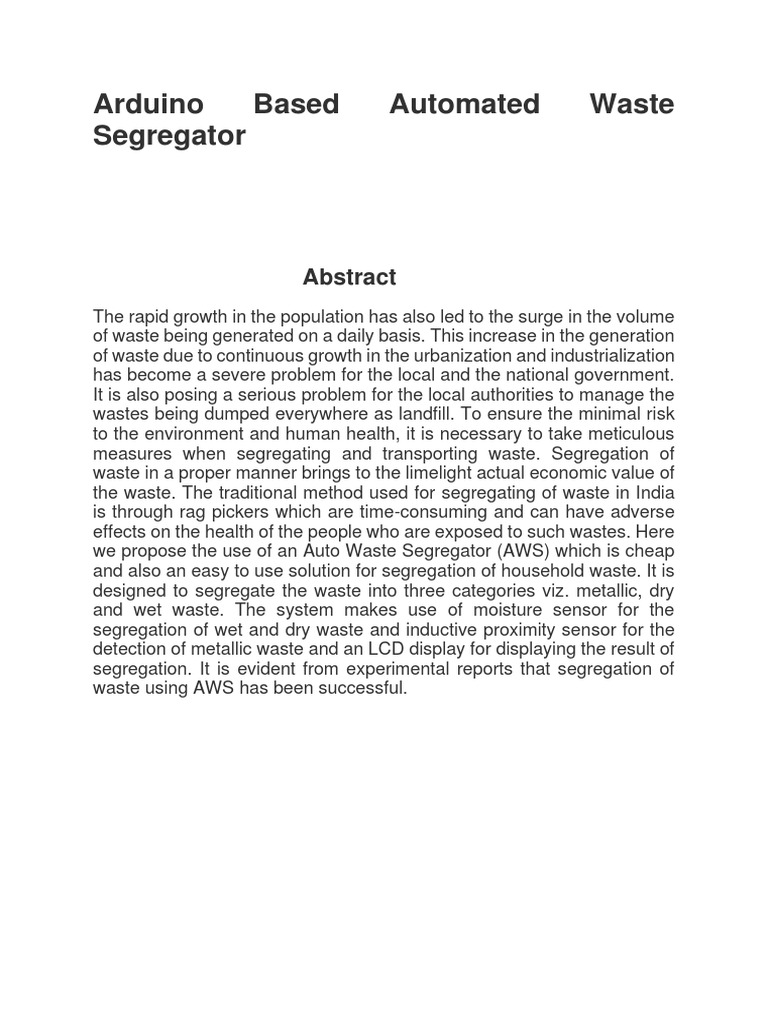 Automated Waste Segregator Using Arduino | PDF | Electric Motor | Arduino