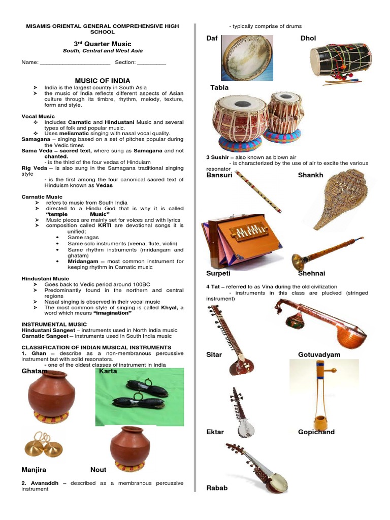Handouts 3rd Quarter Music 2 | PDF | Musical Instruments | Singing