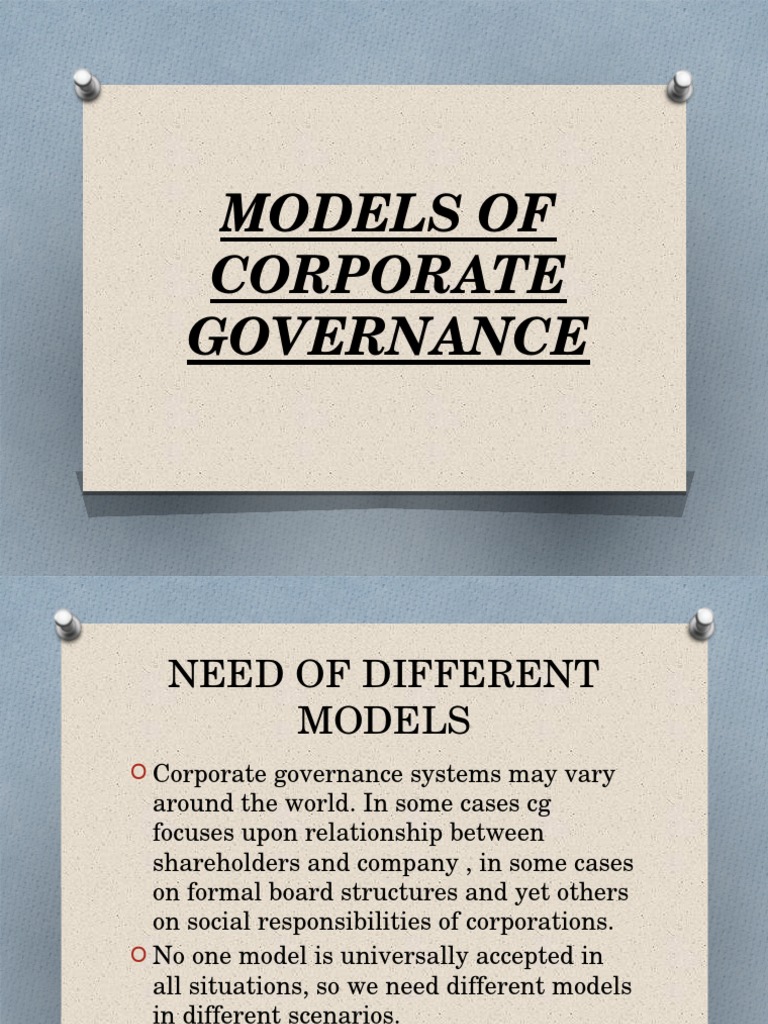 Modeling Corporate Governance: A Comparative Analysis of the Anglo ...