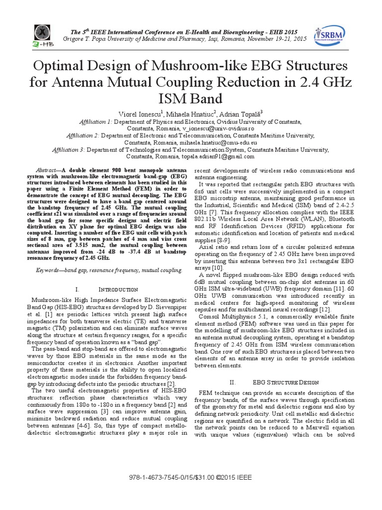 Optimal Design of Mushroom-Like Ebg Structures For Antenna Mutual ...