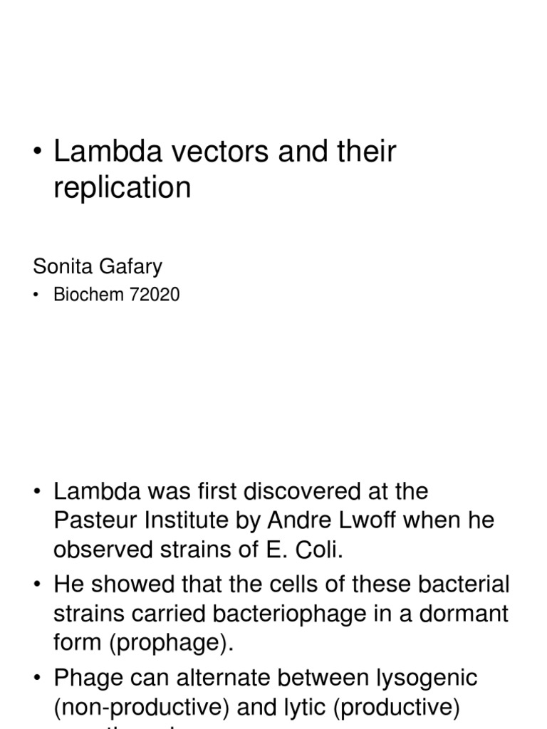 Lambda Vectors: Cloning and Replication | PDF | Plasmid | Molecular Cloning