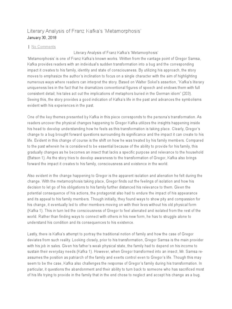 Literary Analysis of Franz Kafka | PDF | The Metamorphosis