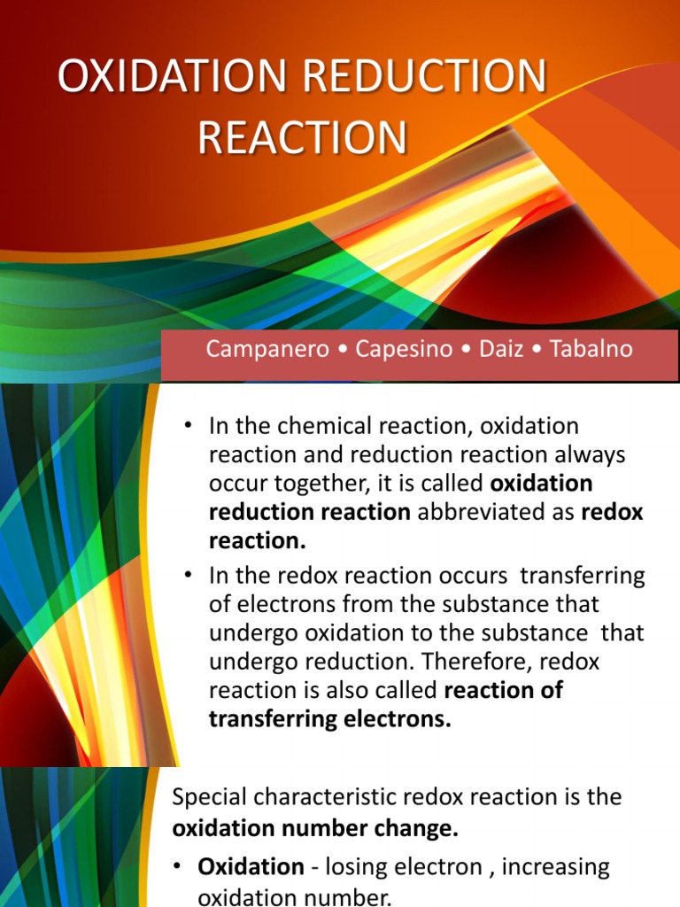 Oxidation Reduction Reaction | PDF | Redox | Chemical Reactions