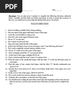 Can You Follow Directions | PDF | Language Arts & Discipline