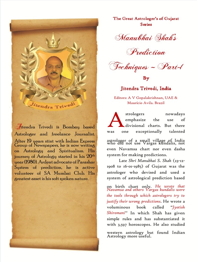 Manubhai Shah's Astrology Techniques | PDF | Planets In Astrology ...