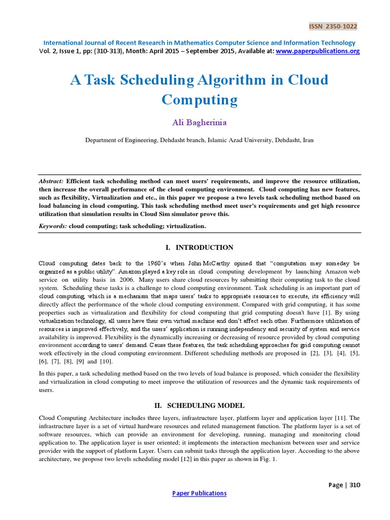 Task Scheduling Model One | PDF | Cloud Computing | Virtual Machine
