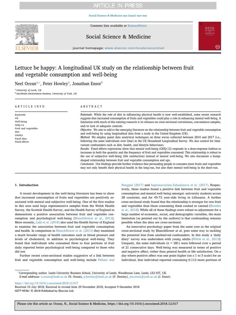Social Science & Medicine: Neel Ocean, Peter Howley, Jonathan Ensor ...