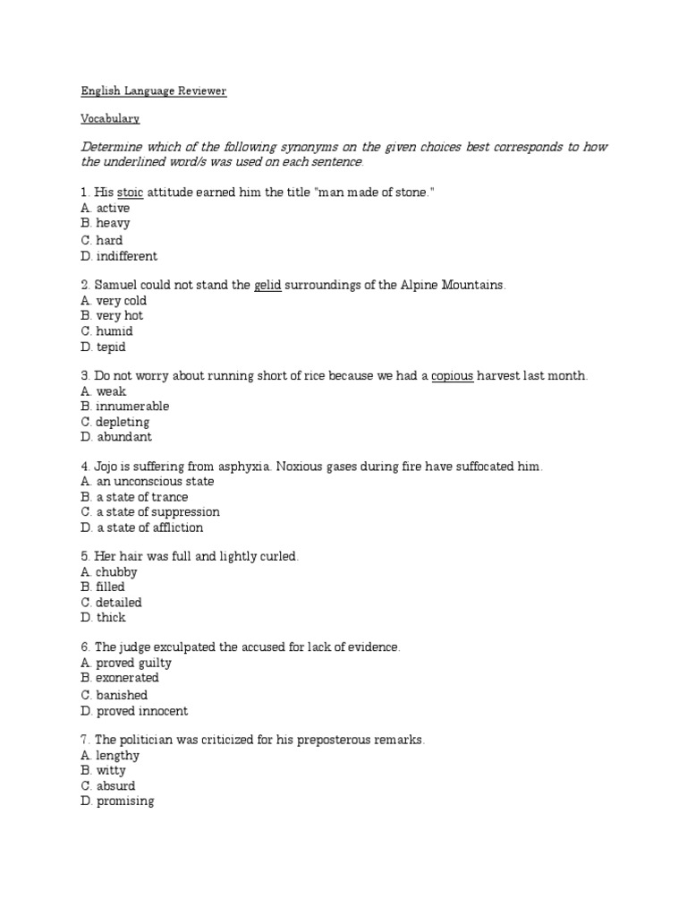 English Questionnaire