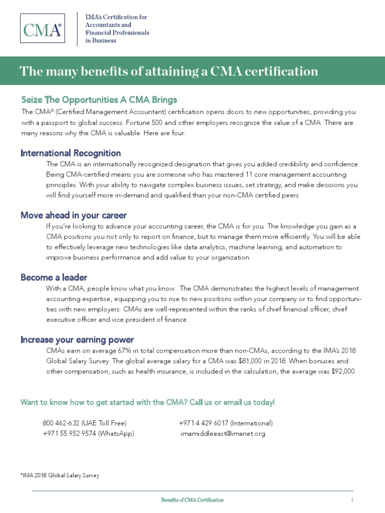 The Many Benefits of Attaining A CMA Certification | PDF | Business