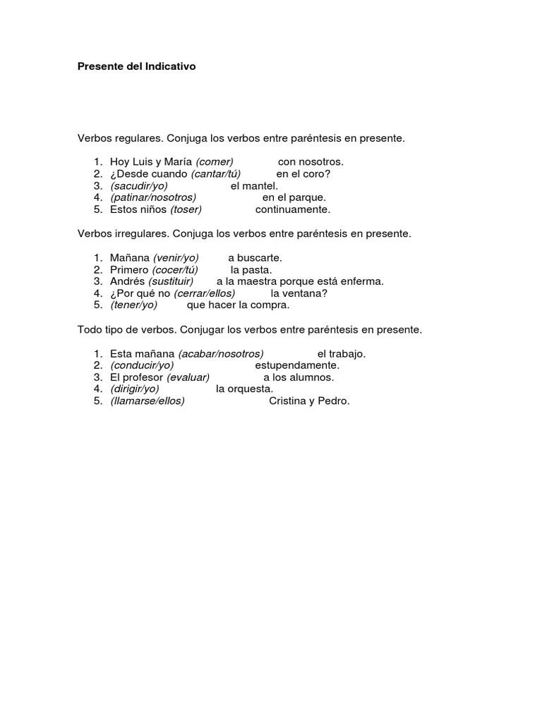 Presente Indicativo | PDF