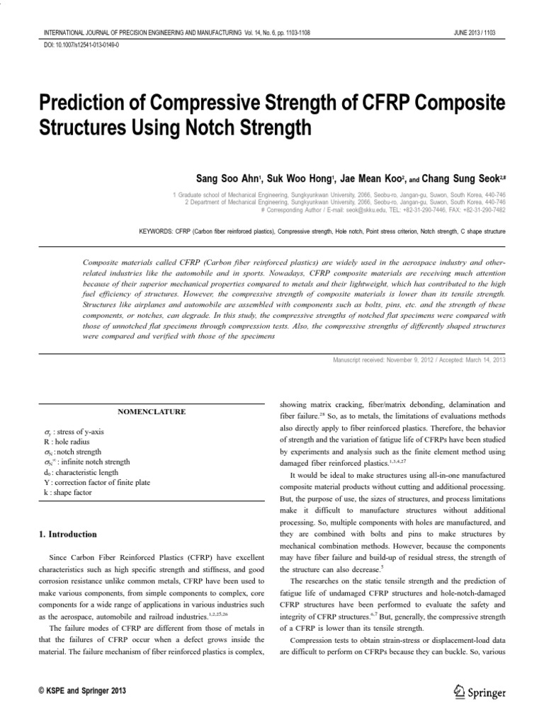Prediction of Compressive Strength of CFRP Composite Structures Using ...
