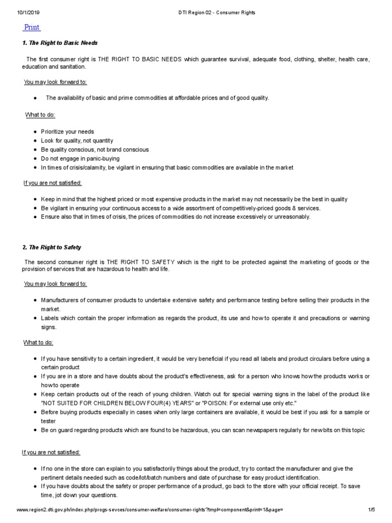 DTI Region 02 - Consumer Rights | PDF | Environmental Protection ...