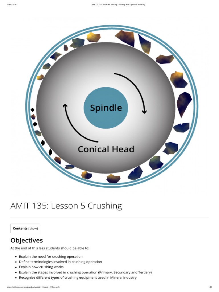 AMIT 135 - Lesson 5 Crushing - Mining Mill Operator Training | PDF | Mill (Grinding) | Nature