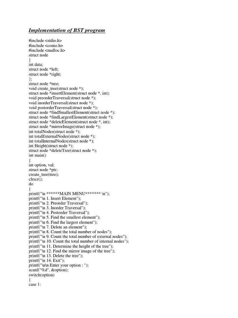 Implementation of BST Program | Download Free PDF | Mathematical Logic ...