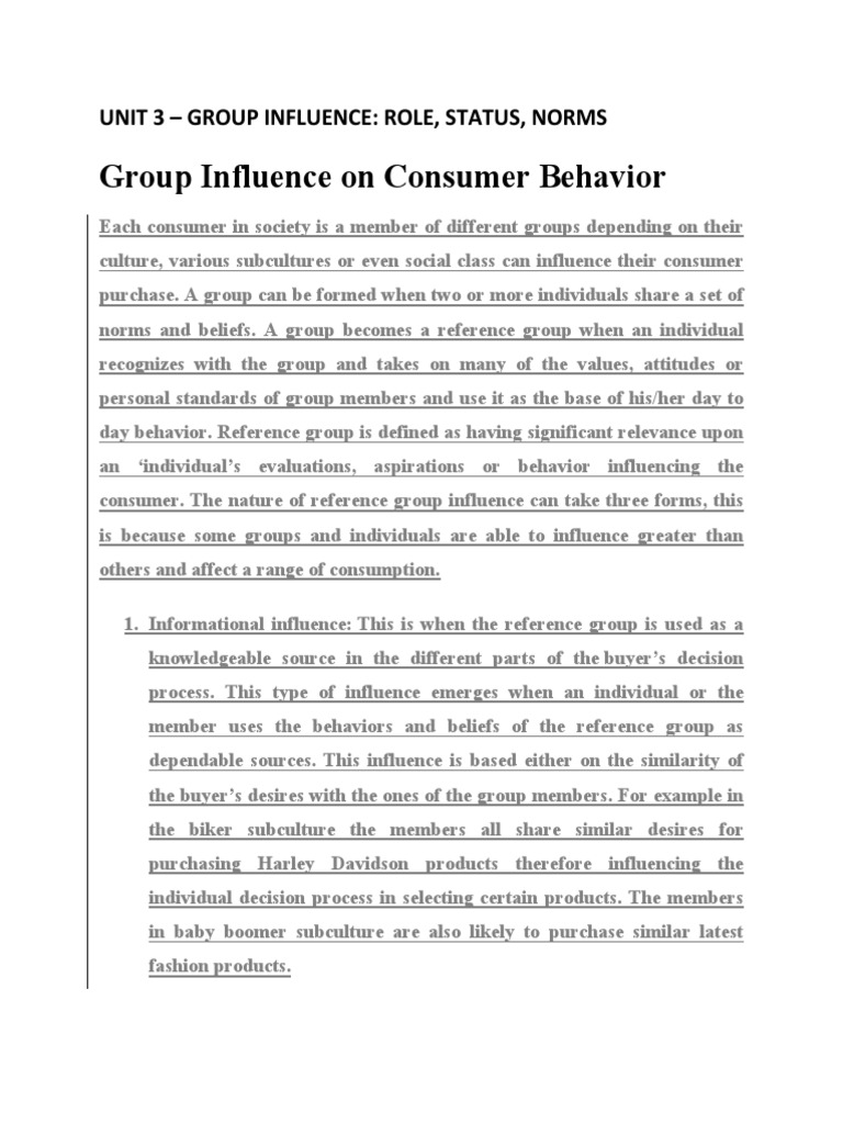 Group Influence On Consumer Behavior | PDF | Social Group | Consumer ...