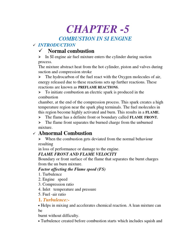 Chapter - 5: Normal Combustion | PDF | Internal Combustion Engine ...