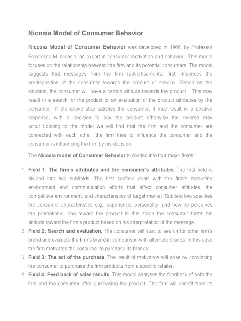 Modeling Consumer Decision-Making: An Analysis of the Nicosia Model of ...