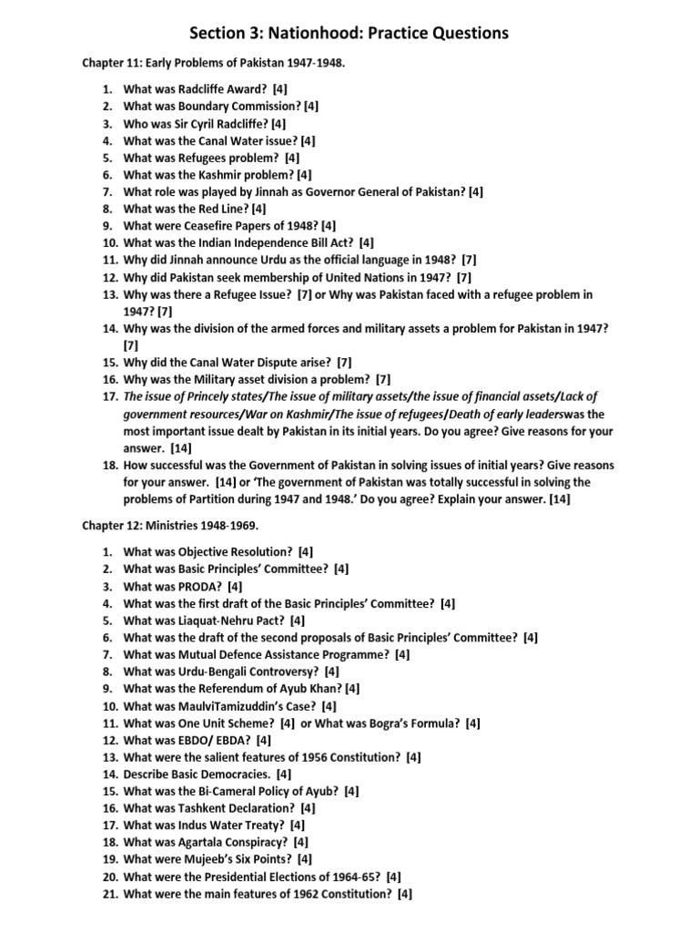 Section 3-Questions For Practice | PDF | Muhammad Zia Ul Haq | Zulfikar ...