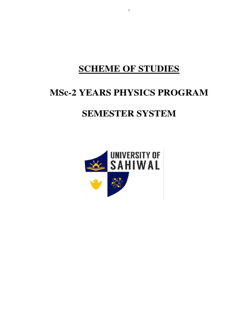Courses MSC Physics (2 Years) UOS Final | PDF | Quantum Mechanics ...