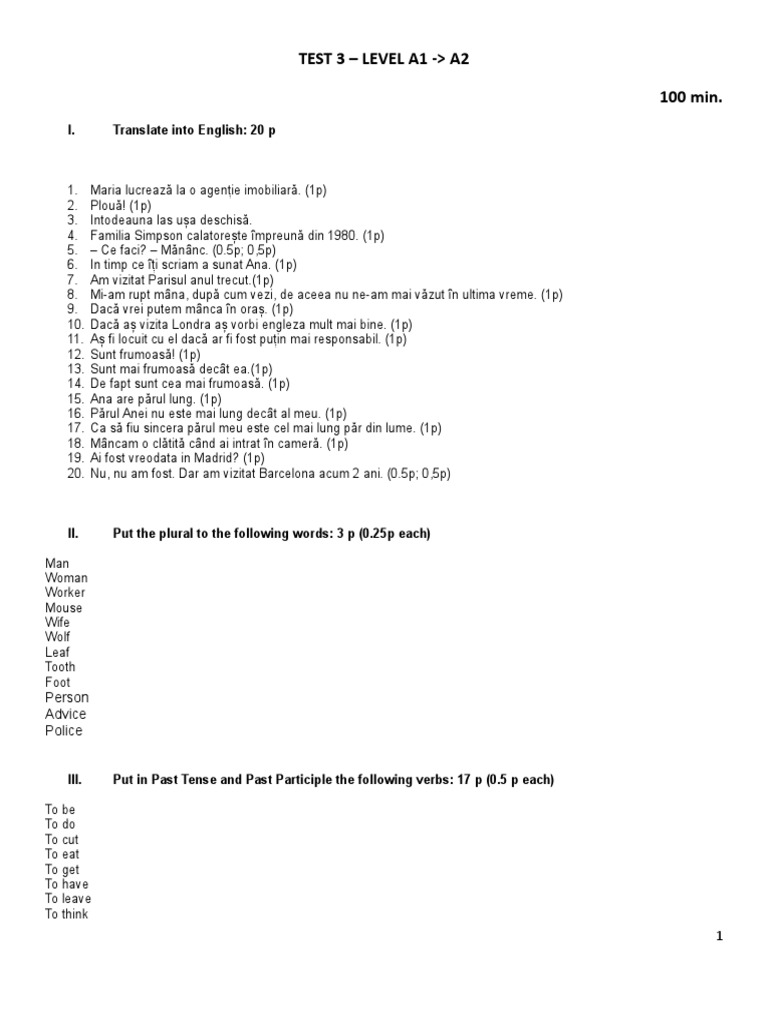 Progress Test Level A2 Pdf Manchester Linguistics