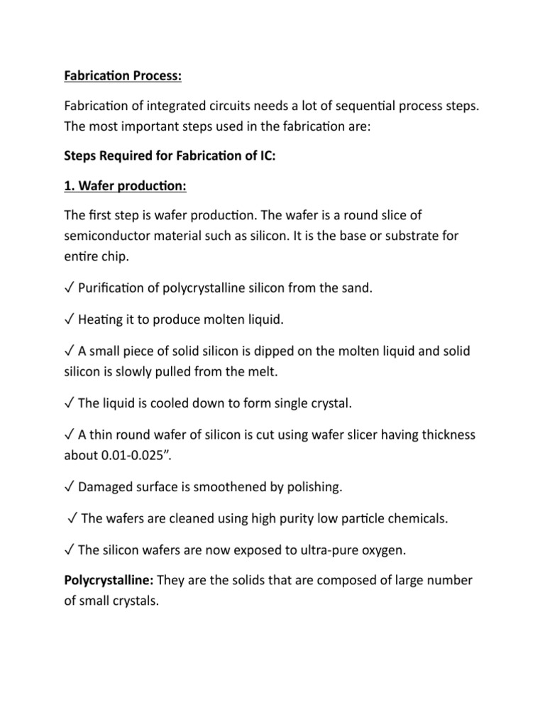 Fabrication Process | PDF | Semiconductor Device Fabrication ...