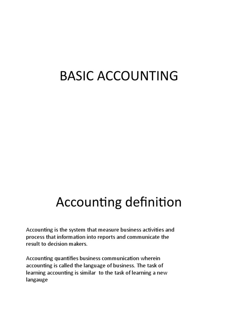 Basic Accounting | PDF | Debits And Credits | Bookkeeping