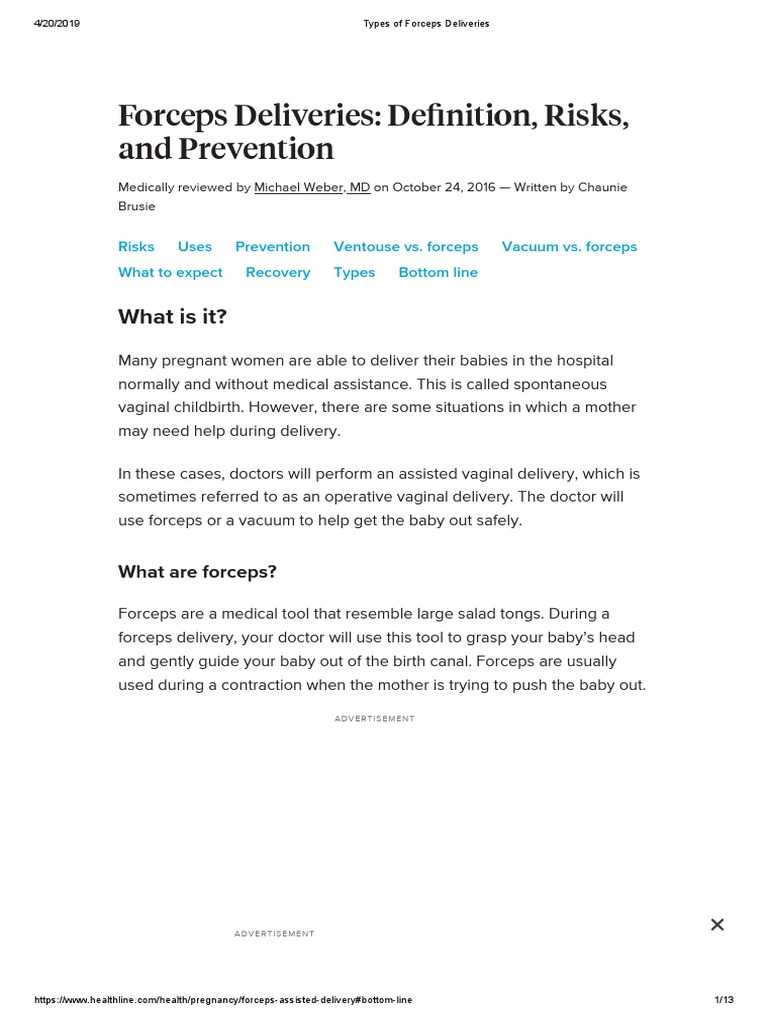 Types of Forceps Deliveries | PDF | Urinary Incontinence | Childbirth