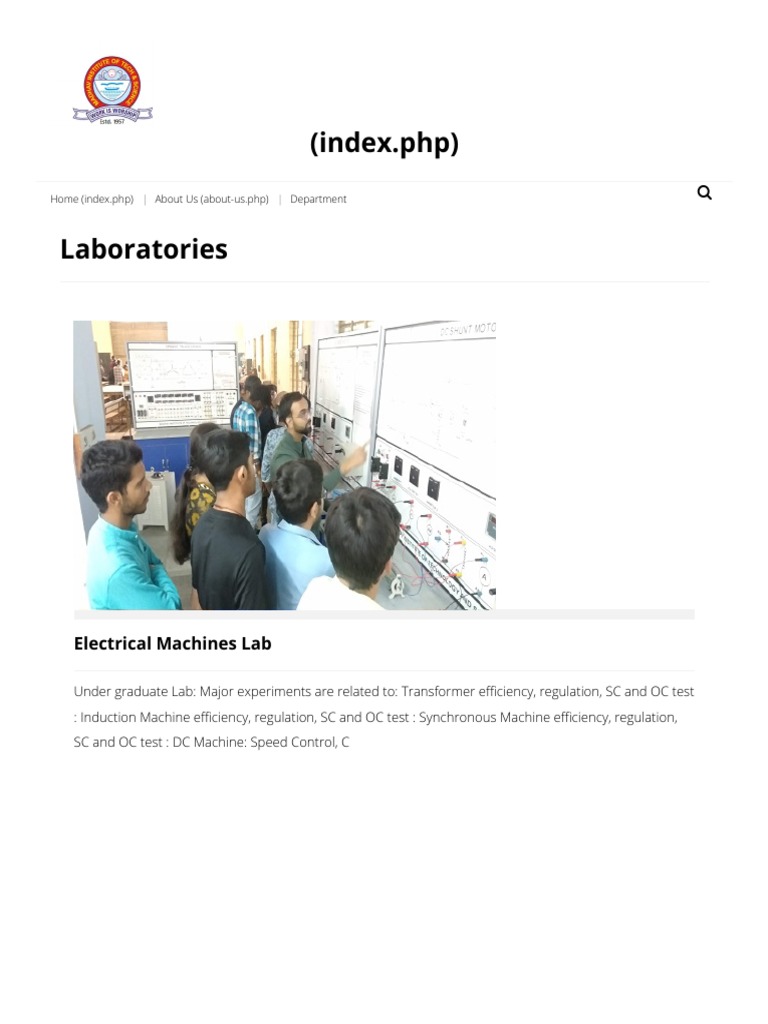 (Index - PHP) Laboratories: Electrical Machines Lab | PDF