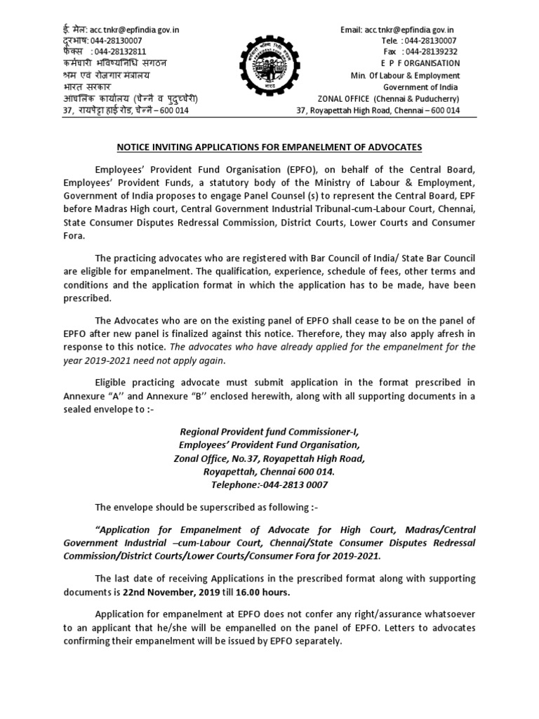 Empanelment Advocate Accchpd 102019 | PDF | Advocate | Judgment (Law)