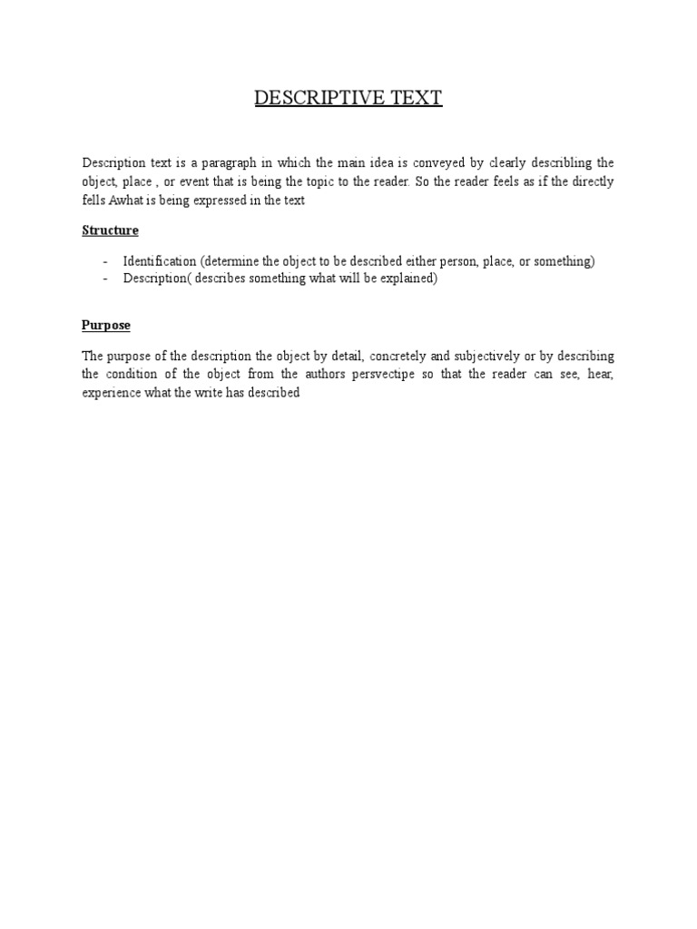 Descriptive Text: Structure | PDF