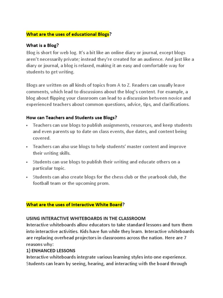 What Are The Uses of Educational Blogs? What Is A Blog?: Using ...