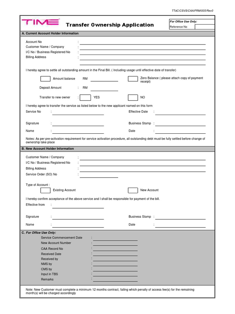 Transfer Ownership Form | PDF | Business | Government
