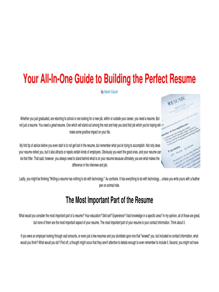 Your All-In-One Guide To Building The Perfect Resume | PDF | Résumé
