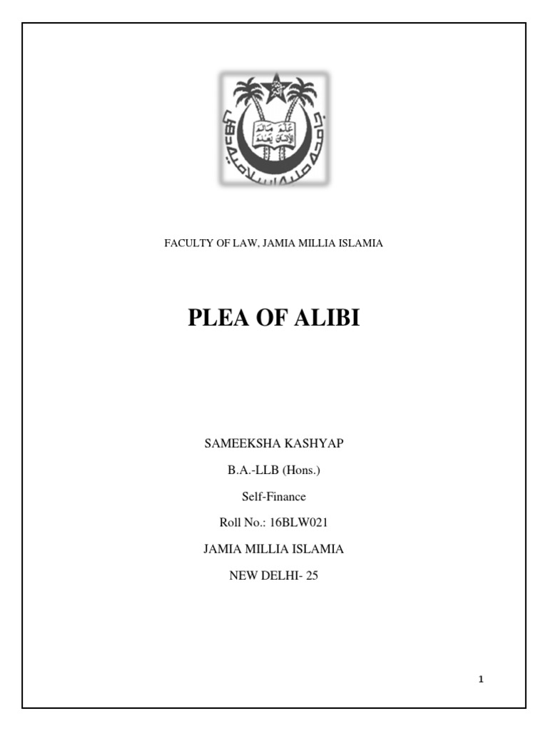 Plea of Alibi: Faculty of Law, Jamia Millia Islamia | PDF | Burden Of ...