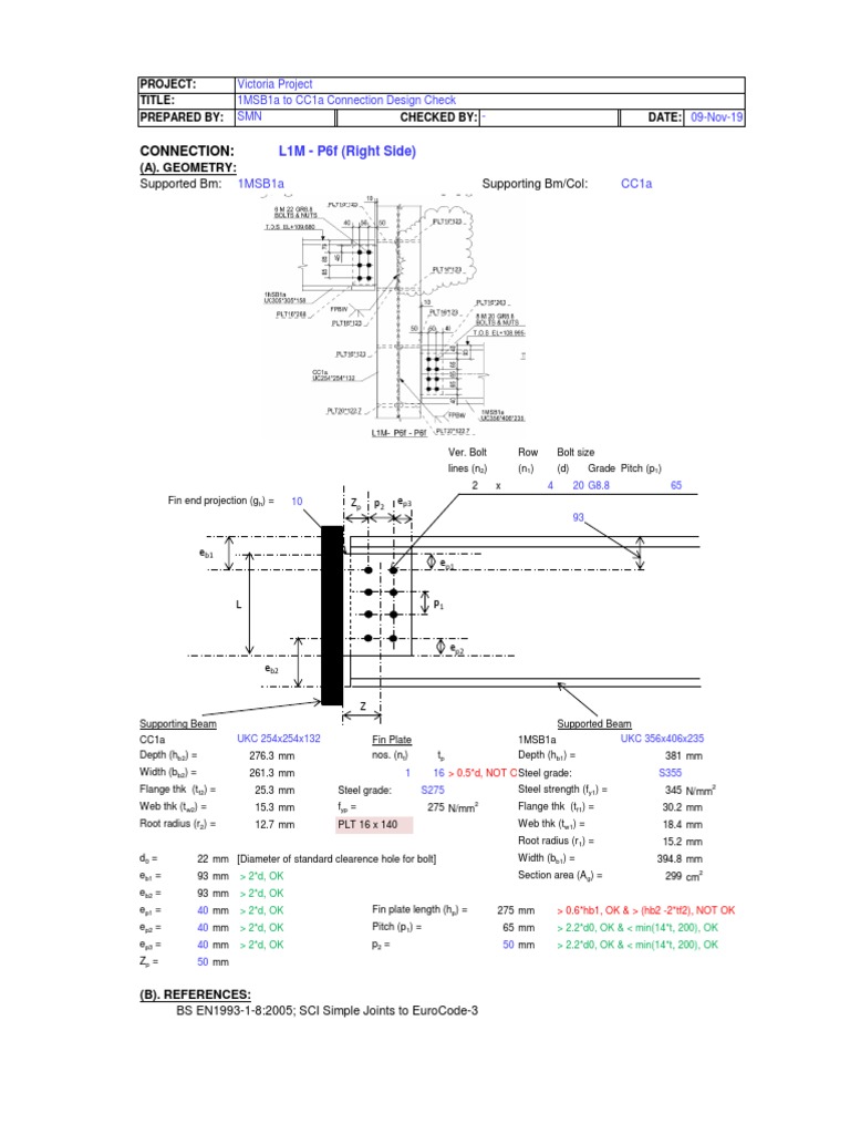 EC3 - Fin Plate Connection Design Checks | PDF | Economic Sectors ...