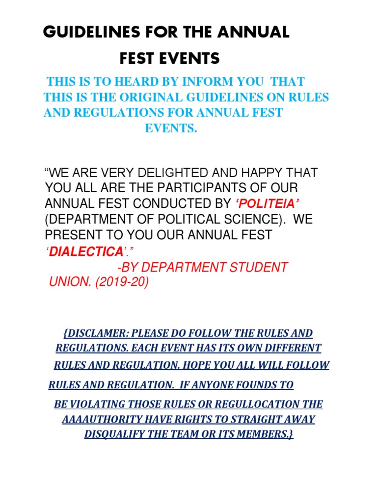 Annual Fest Event Guidelines 2023 | PDF