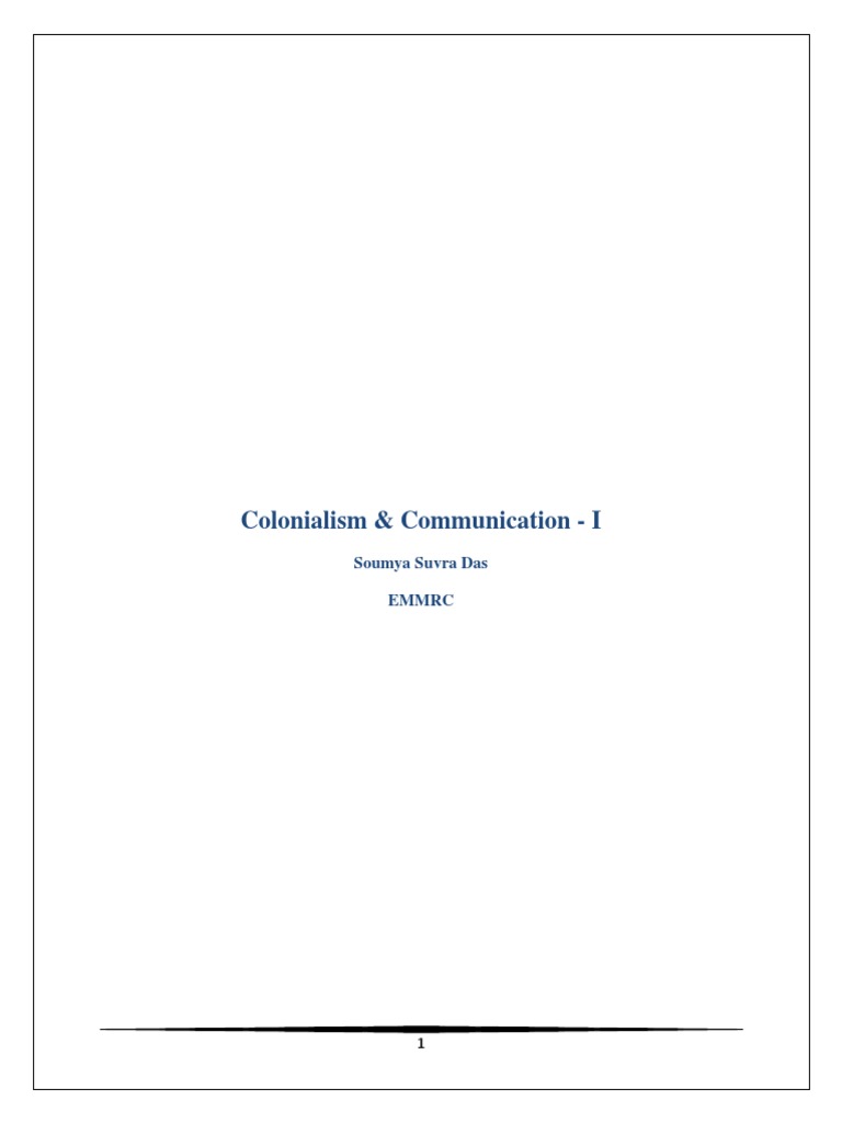 Colonialism and Communication Dynamics | PDF | Colonialism | Colonization