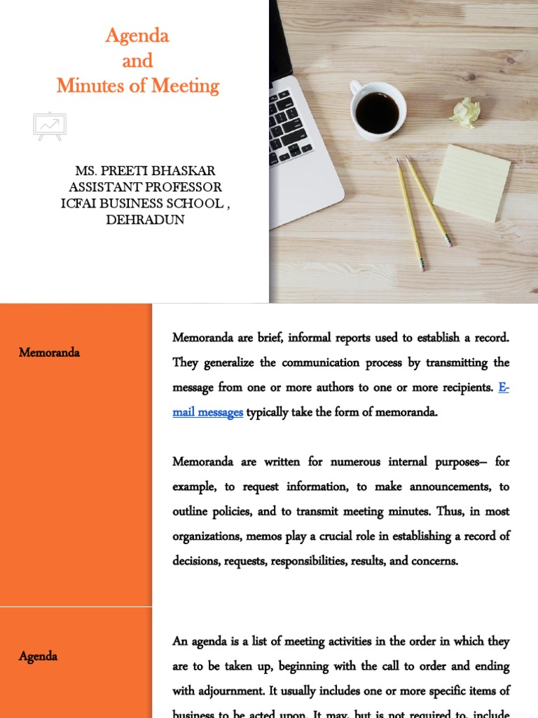 Agenda and Minutes of Meeting Guide | PDF | Memorandum | Agenda (Meeting)