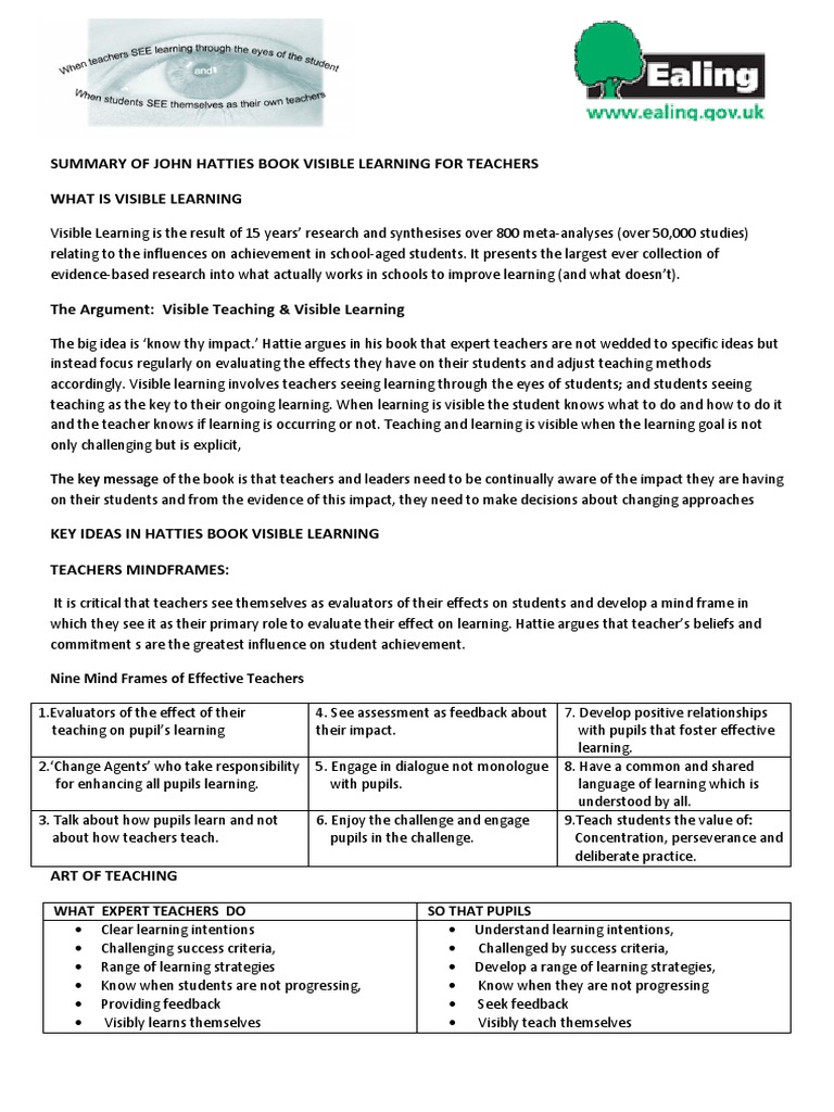 5a What Is Visible Learning PDF | PDF | Evidence Based Medicine | Learning