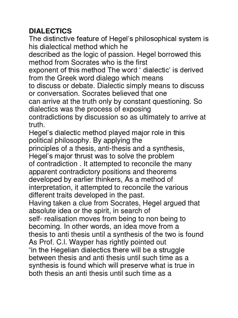Hegel State & Dialectics | PDF | Dialectic | Georg Wilhelm Friedrich Hegel