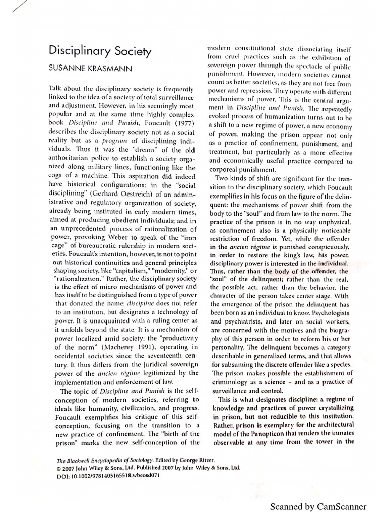 Disciplinary Society. | PDF