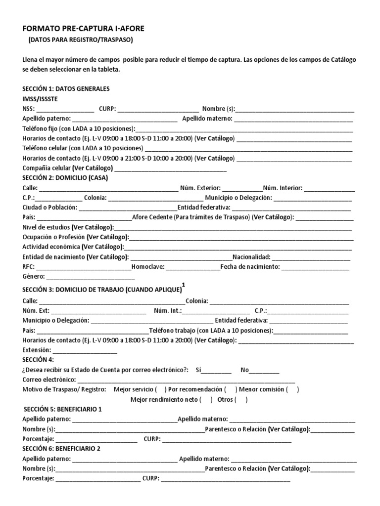Formato Pre Captura I Afore | PDF | Business