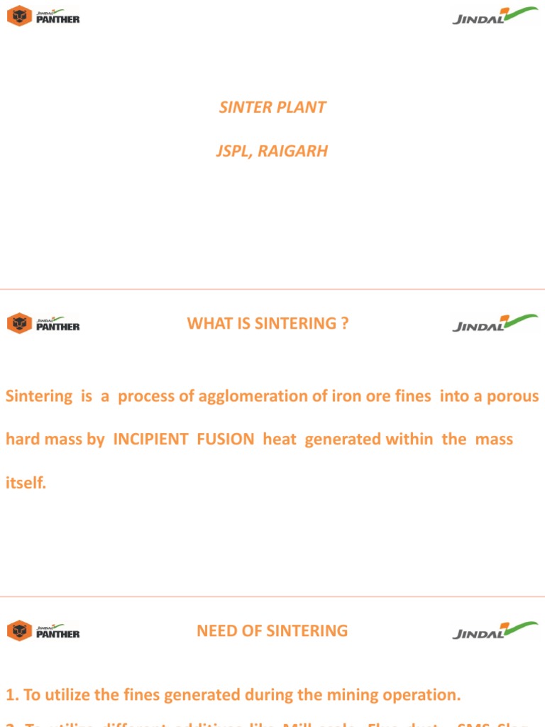 Sinter Plant JSPL, Raigarh | PDF | Iron Ore | Business Process