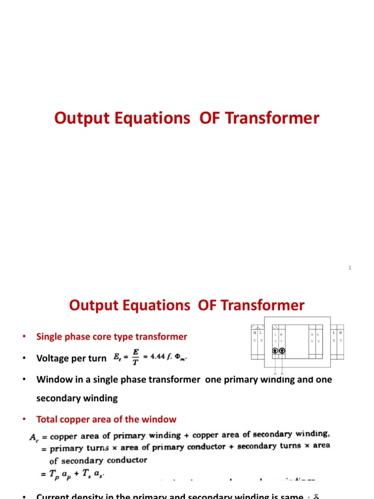 Output Equations OF Transformer | PDF | Transformer | Inductor